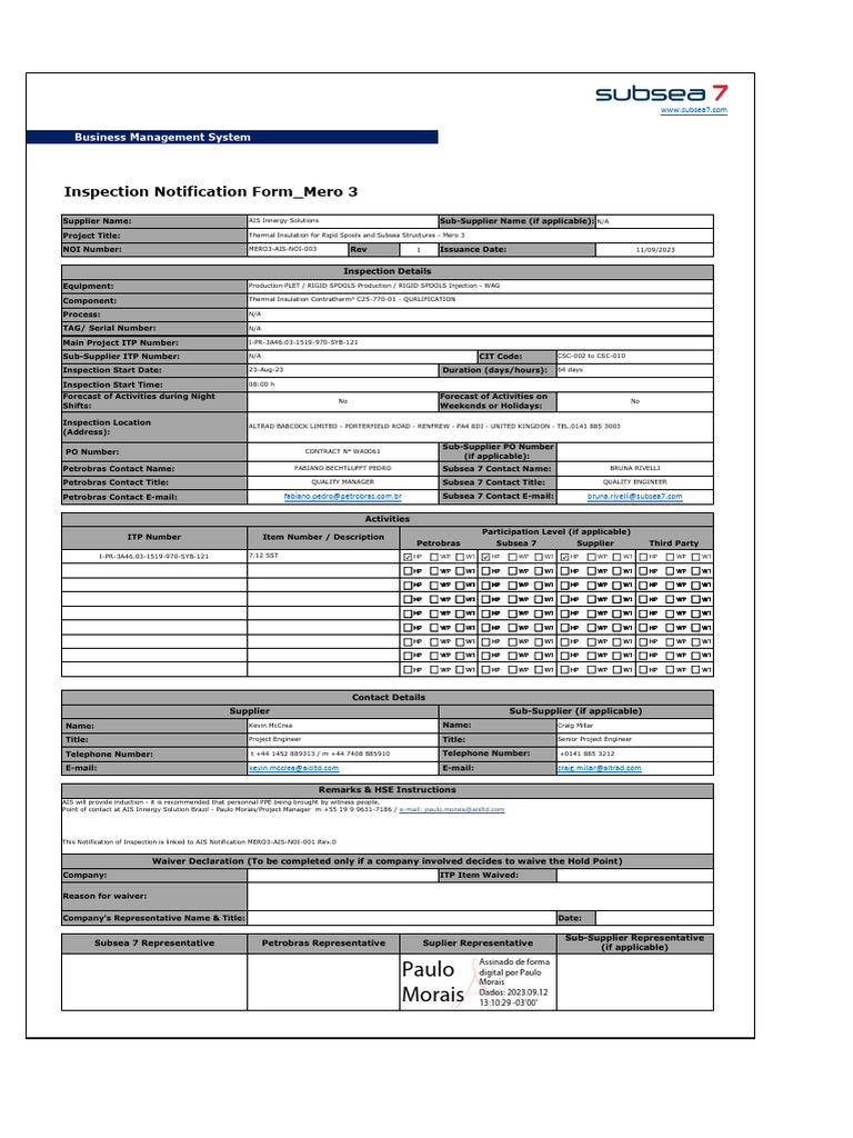 MERO3-AIS-NOI-003 Rev.1 - SST - 11092023 | PDF