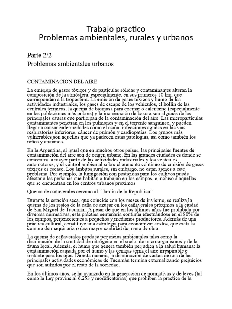 Trabajo Practico Geografia Problemas Ambientales Urbanos | PDF | Vertedero | Residuos