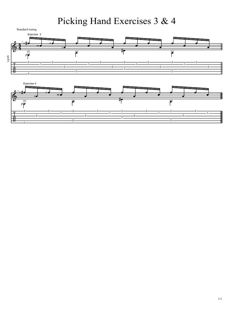 Picking Hand Exercises 3 & 4 | PDF | Character Encoding