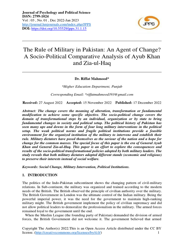 the-rule-of-military-in-pakistan-an-agent-of-change-a-socio-political