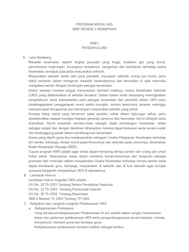 Program Kerja Uks 2022-2023 | PDF