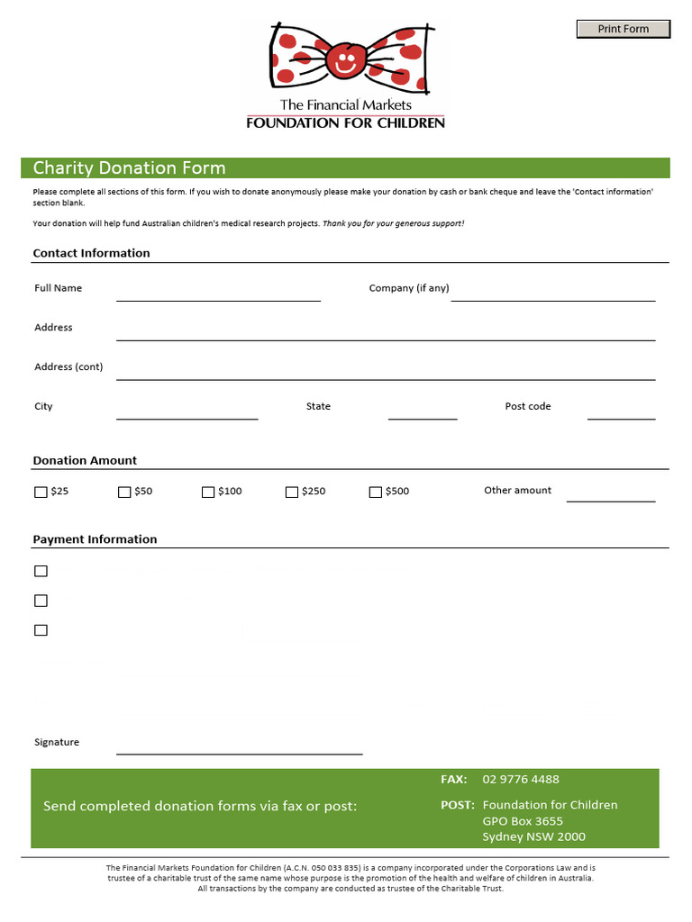Charity Donation Form Template | PDF | Business