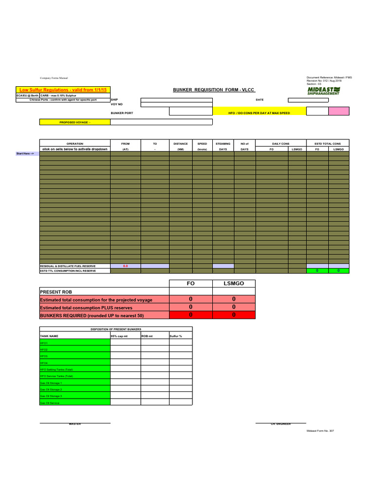 Bunker Requisition Form for VLCC | PDF | Fuel Oil | Fuels