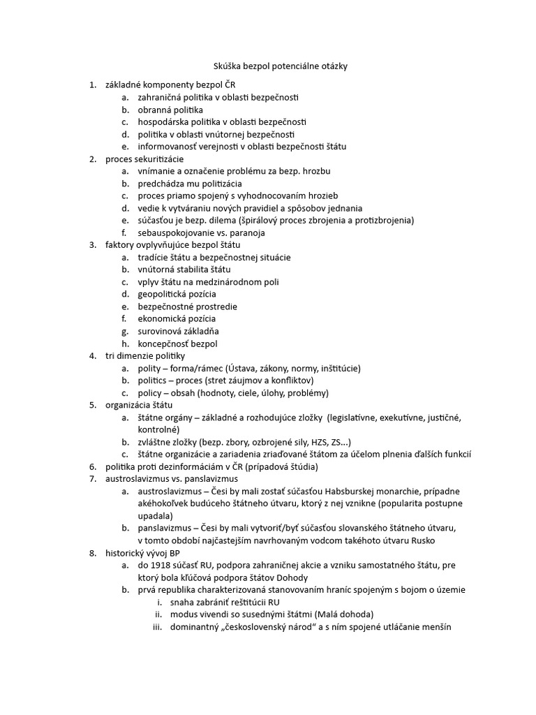 Bezpol Skúška Otázky | PDF
