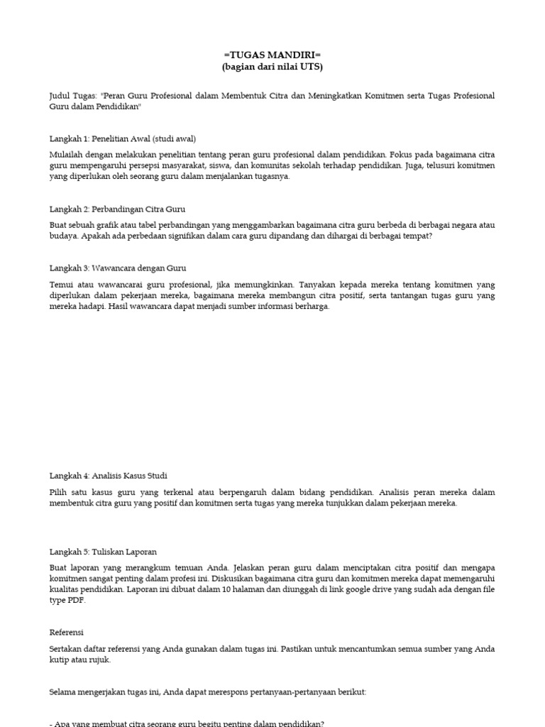 TUGAS MANDIRI - Materi Citra Dan Komitmen Guru | PDF