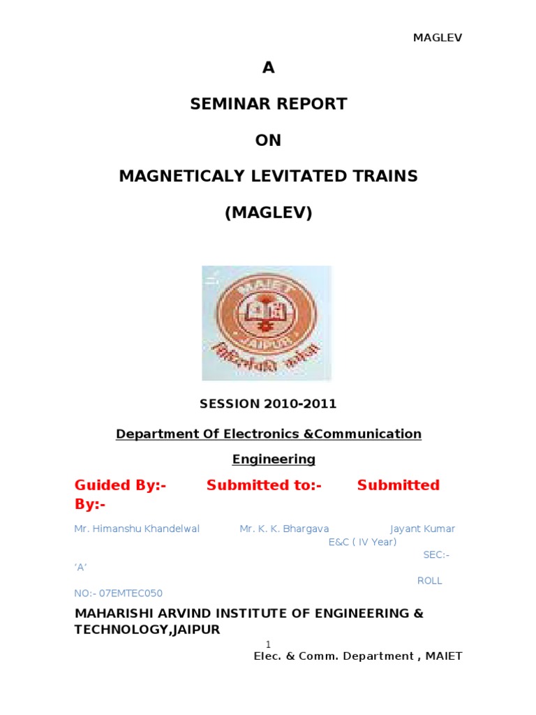 Maglev Report | PDF | Train | Electromagnetism