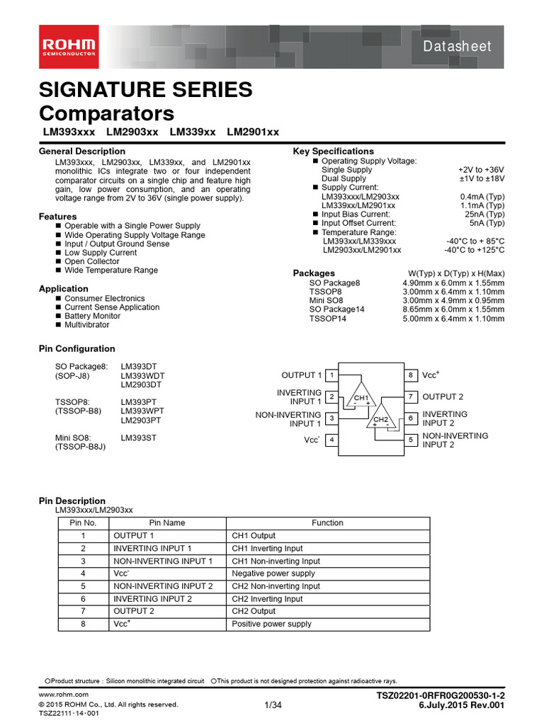 Signature Series Comparators: Datasheet | PDF | Electrical Engineering ...