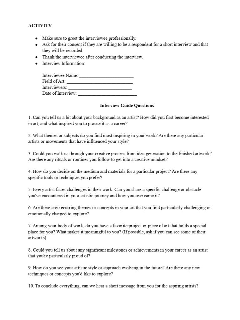 Interview Questions and Rubric | PDF | Interview | Communication