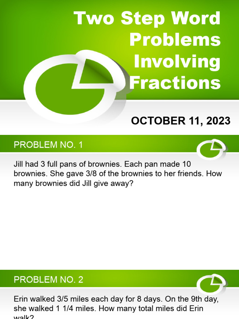 Two-Step Fraction Word Problems | PDF