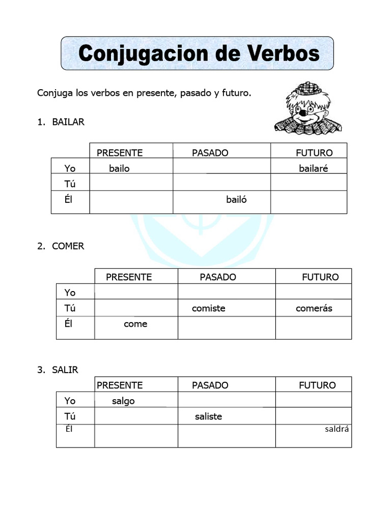 Ficha de Conjugacion de Verbos para Segundo de Primaria | PDF