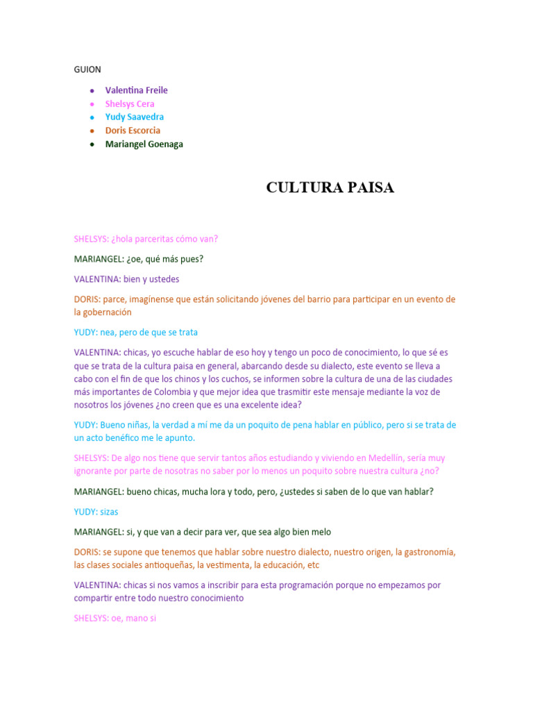 GUION dialecto paisa | PDF | Cocina | Alimentos