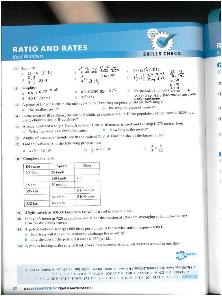 Yr 8 Revision Ratio and Rates | PDF
