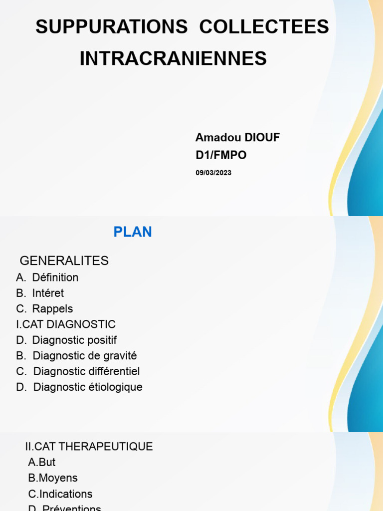 suppurations collectées intracrâniennes TOPO | PDF | Méningite ...