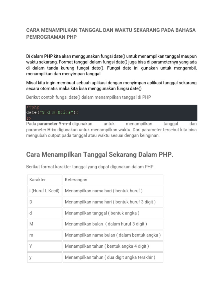 Menampilkan Waktu Dalam PHP | PDF