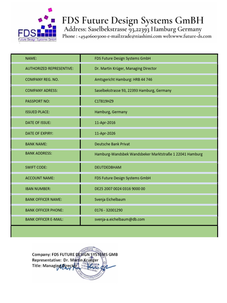 Business Document for FDS GmbH | PDF | Computers
