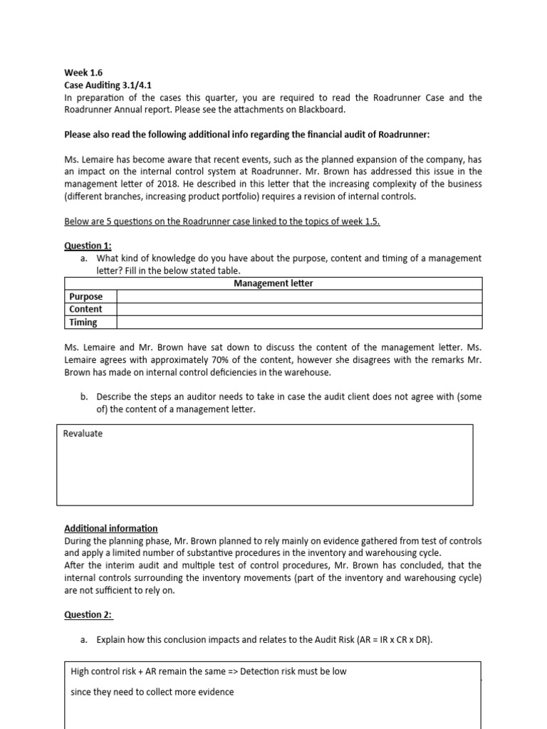 1.6 Case Questions | PDF | Inventory | Warehouse