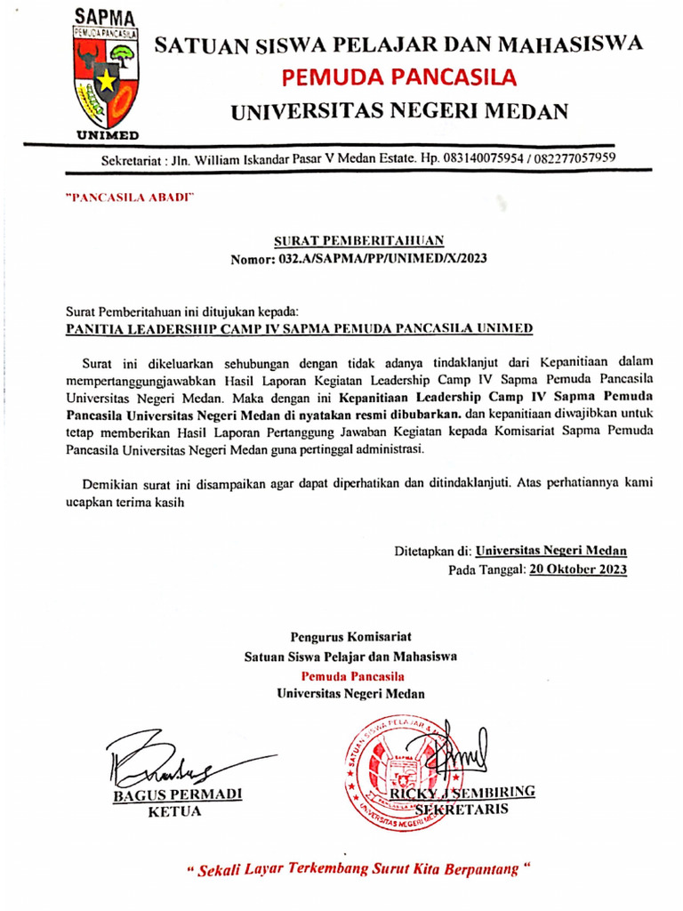 Surat Pembubaran Panitia Pdf
