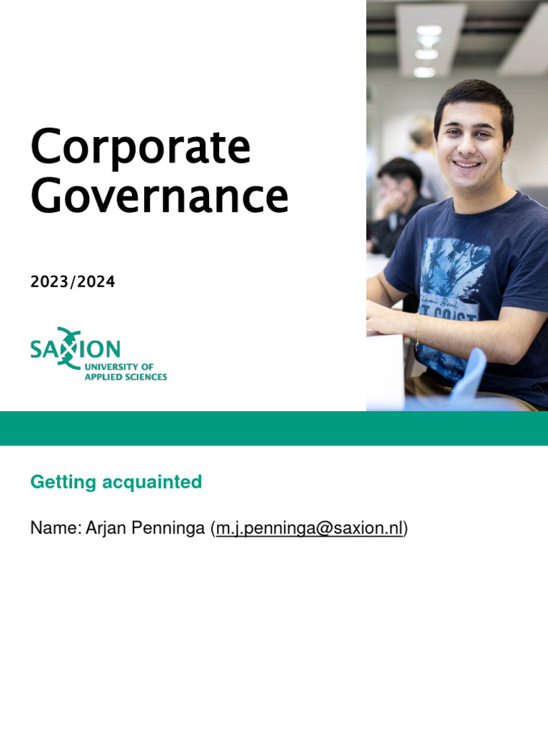 Lecture WK 1 Corporate Governance | PDF | Governance | Corporate Governance