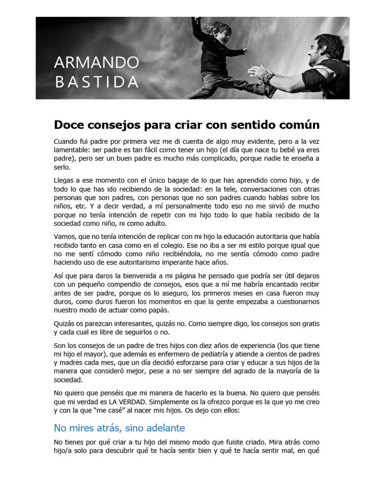 Doce Consejos Para Criar Con Sentido Común Armando Bastida 1