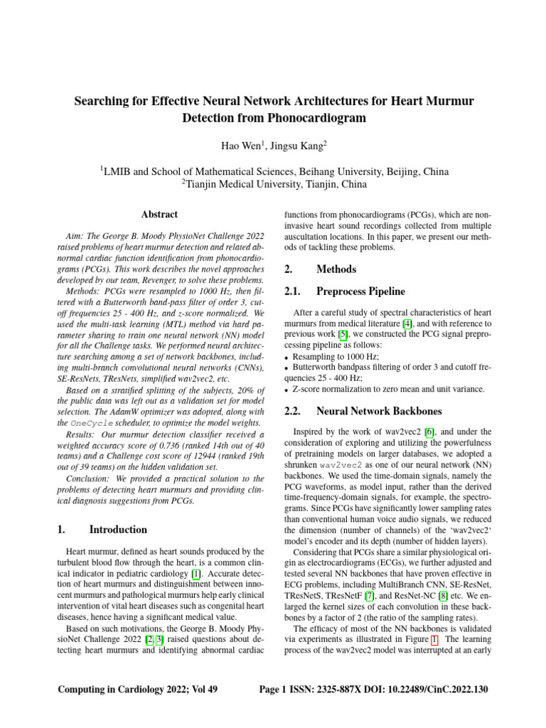 070 - Searching For Effective Neural Network Architectures For Heart Murmur Detection From ...
