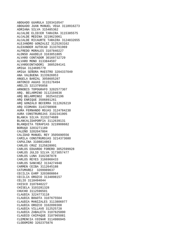 Lista Telefonos | PDF