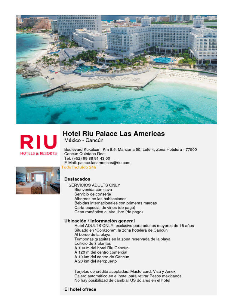 Hotel Riu Palace Las Americas | PDF | Hotel | Cena