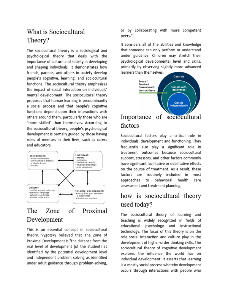 Understanding Sociocultural Theory | PDF | Learning | Psychological ...