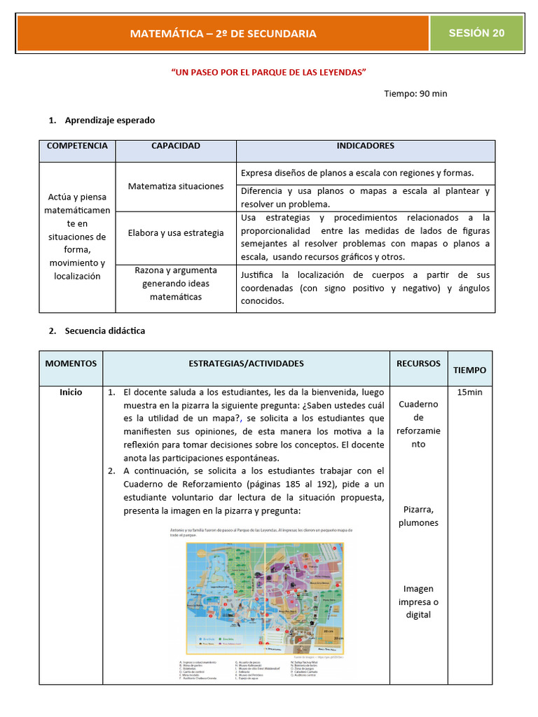 RP-MAT2-K20 - Sesión #20 | PDF | Evaluación | Mapa
