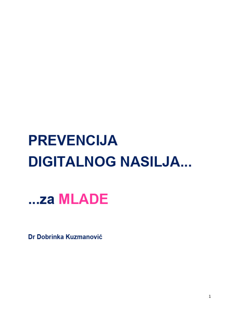 Vodic Za Prevenciju Digitalnog Nasilja - MLADI | PDF
