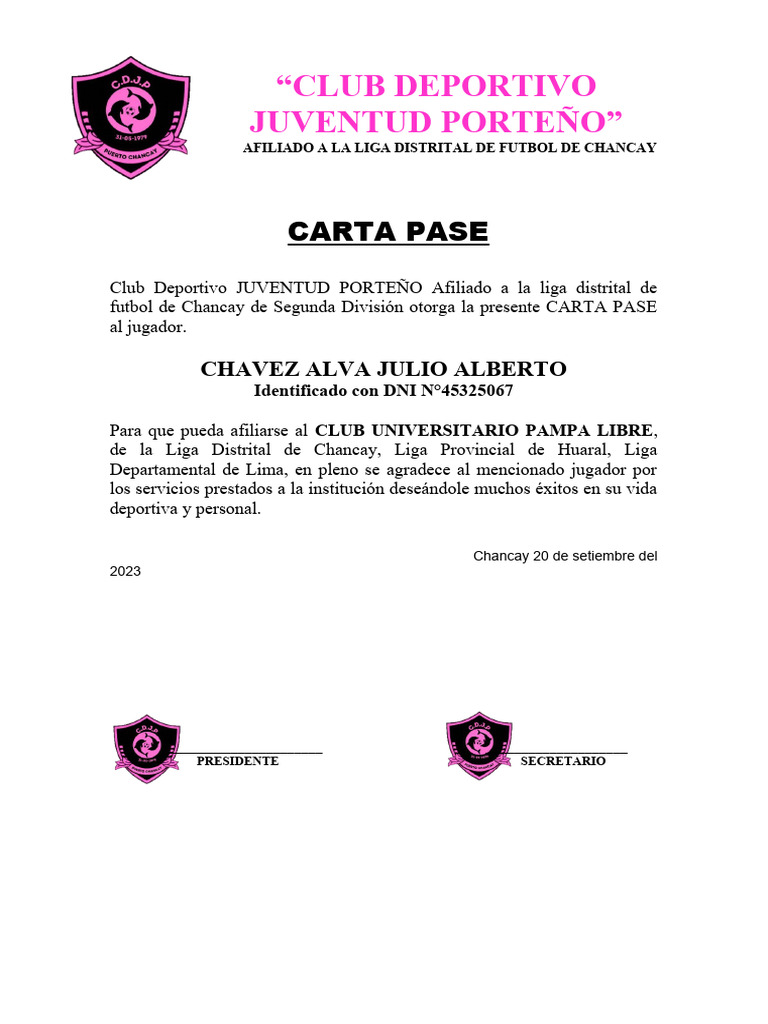Carta Pase | PDF