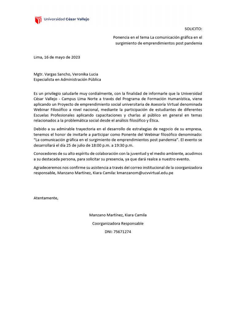 3 - Invitación para Ponentes | PDF 3 - Invitación para Ponentes | PDF