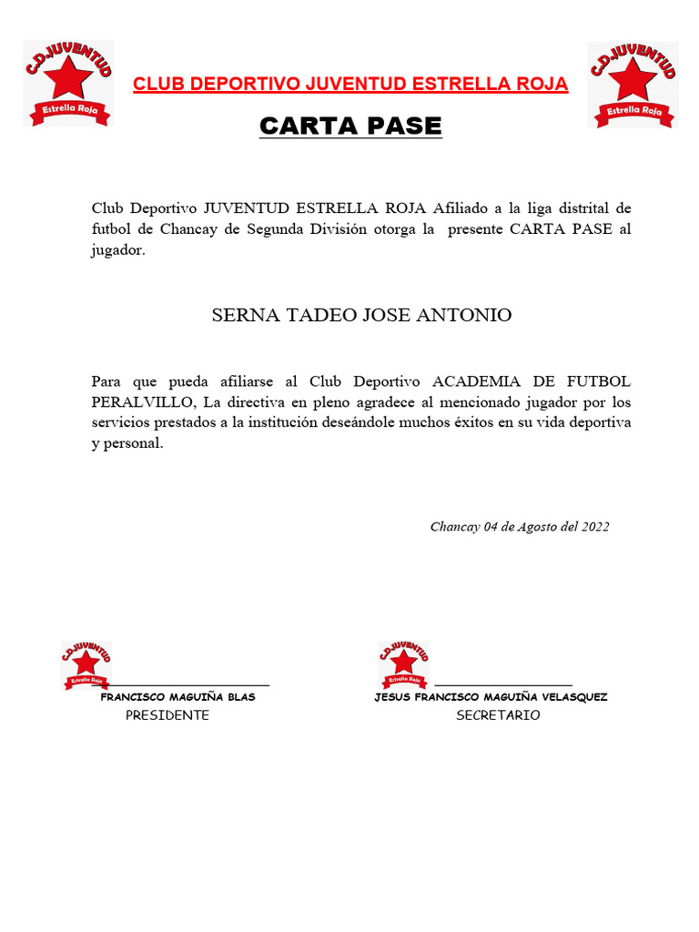 Carta Pase | PDF