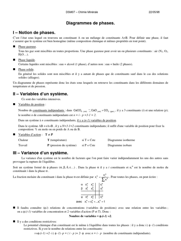 Diagrame de Phase | PDF | Phase (thermodynamique) | Diagramme de phase