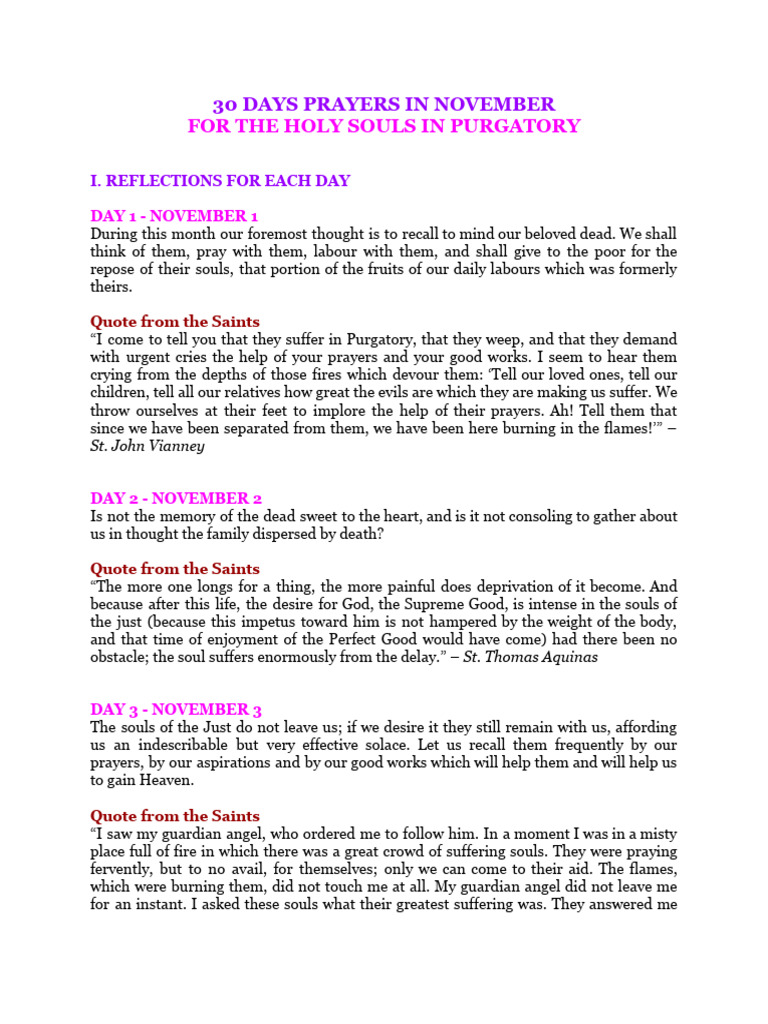 30 Days Prayers in November For The Holy Souls in Purgatory | PDF ...