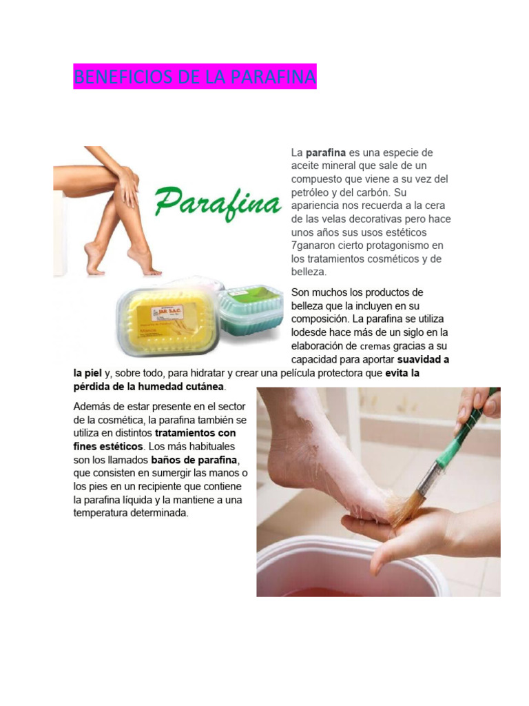 Beneficios de La Parafina | PDF | Medicina CLINICA | Especialidades Medicas