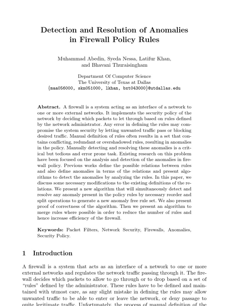 Detection and Resolution of Anomalies in Firewall Policy Rules | PDF | Port (Computer Networking ...