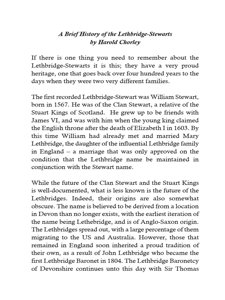 A Brief History of The Lethbridge-Stewarts | PDF | United Kingdom