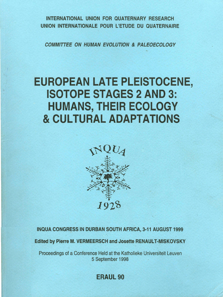 Vermeersch 1999 INQUA | PDF | Paleolithic | Quaternary Geochronology