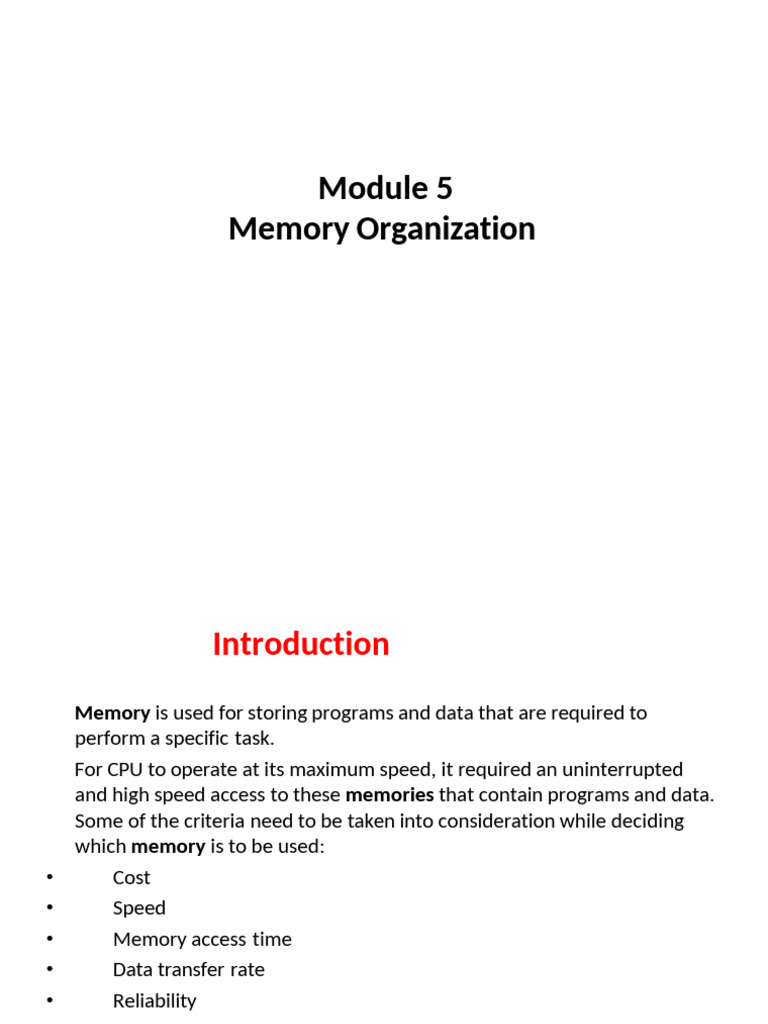 Unit 5-Memory Organization | PDF | Random Access Memory | Computer Data Storage