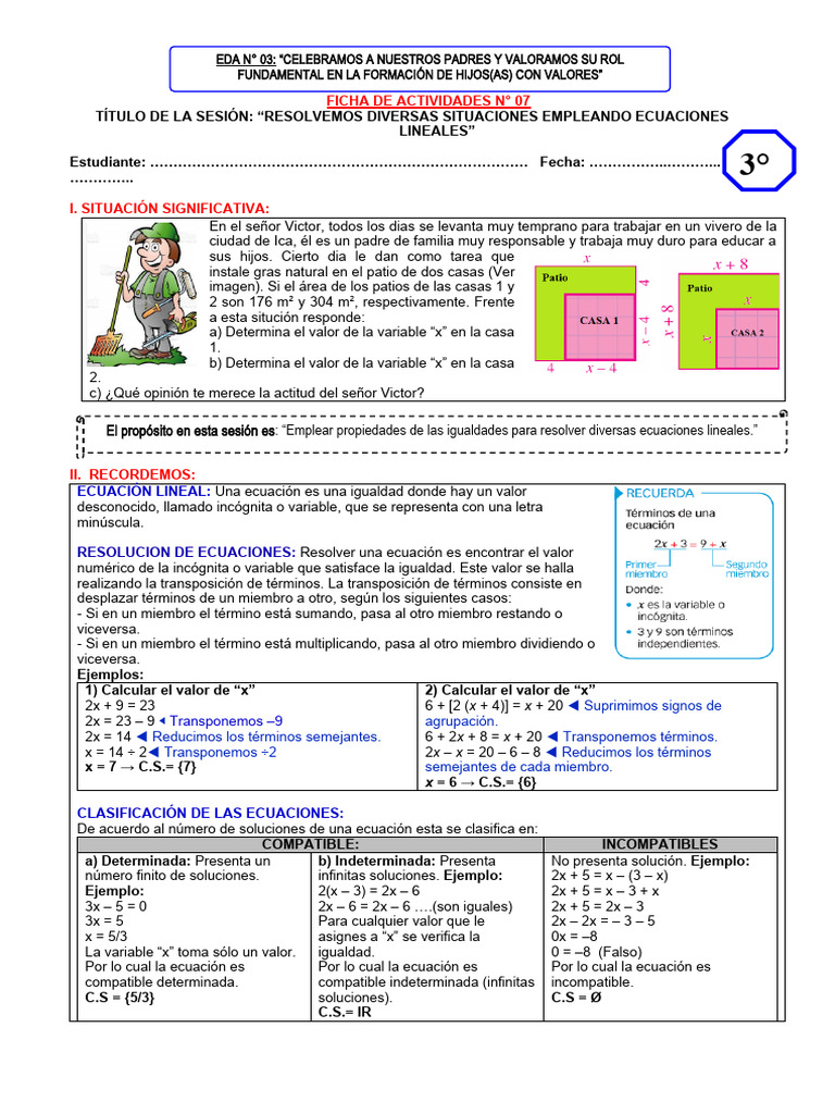 Ficha 7 - 3ero - Eda3 | PDF | Ecuaciones | Análisis matemático