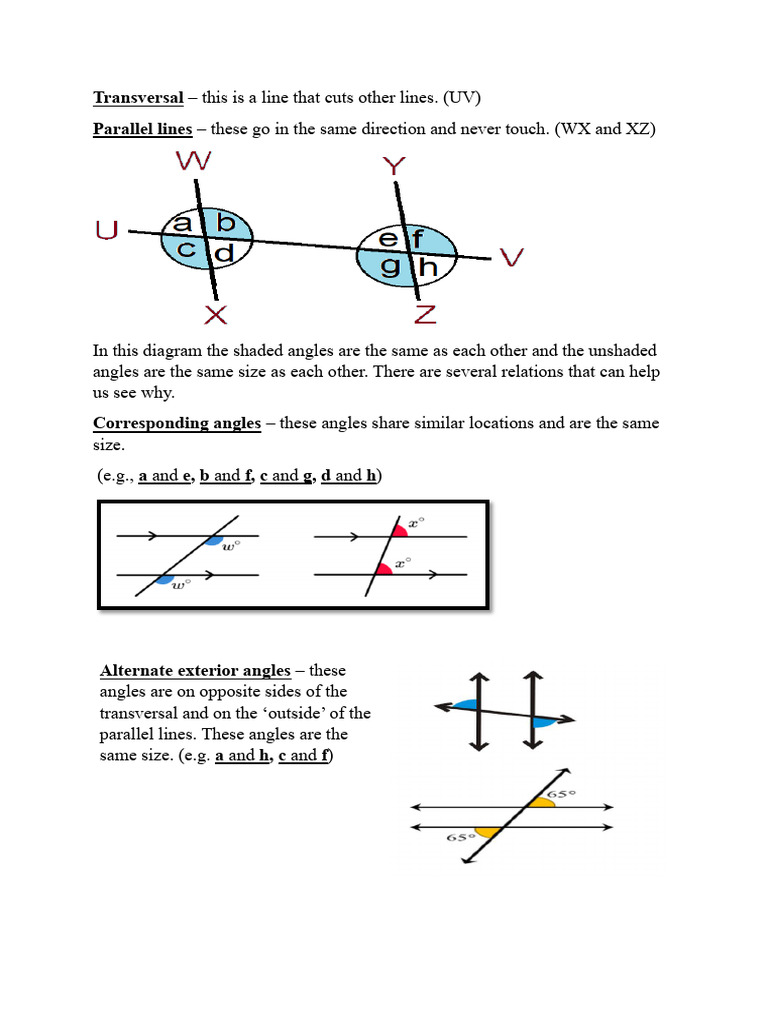 Transversal and Parallel Note | PDF