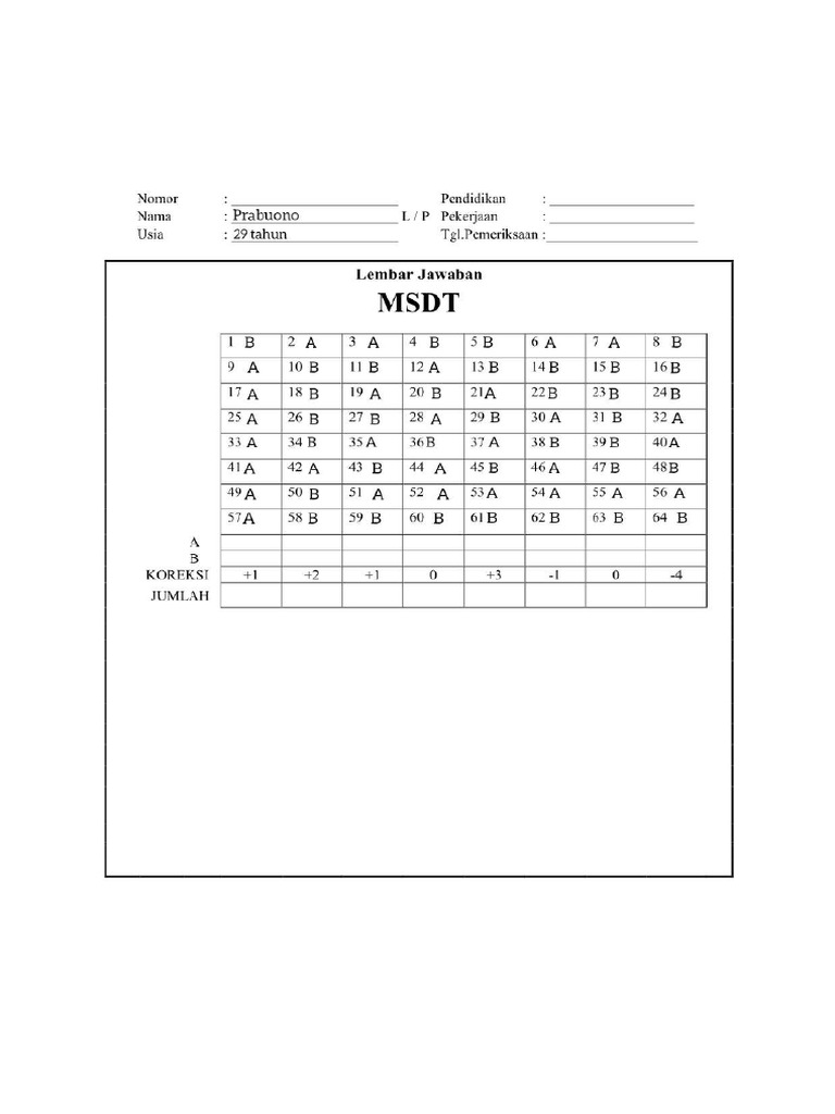 Test MSDT Prab | PDF