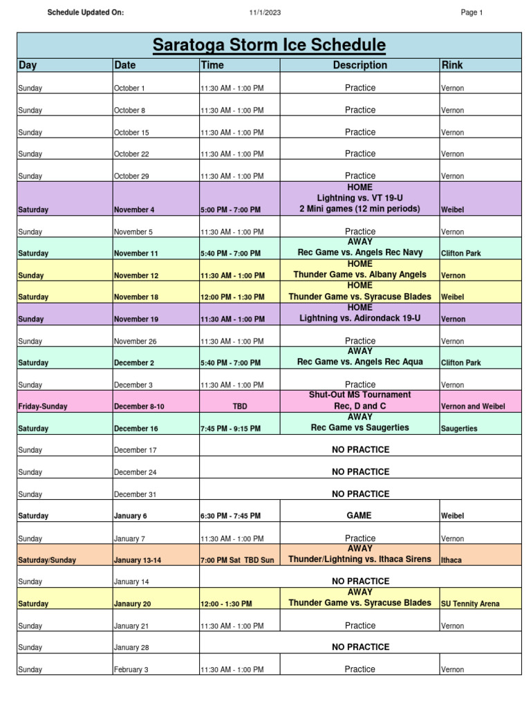 Schedule 2023-2024 Season | PDF