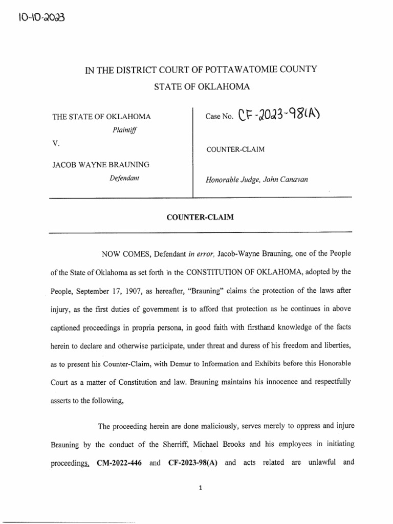 Counter-Claim Cf-2023-98a | PDF