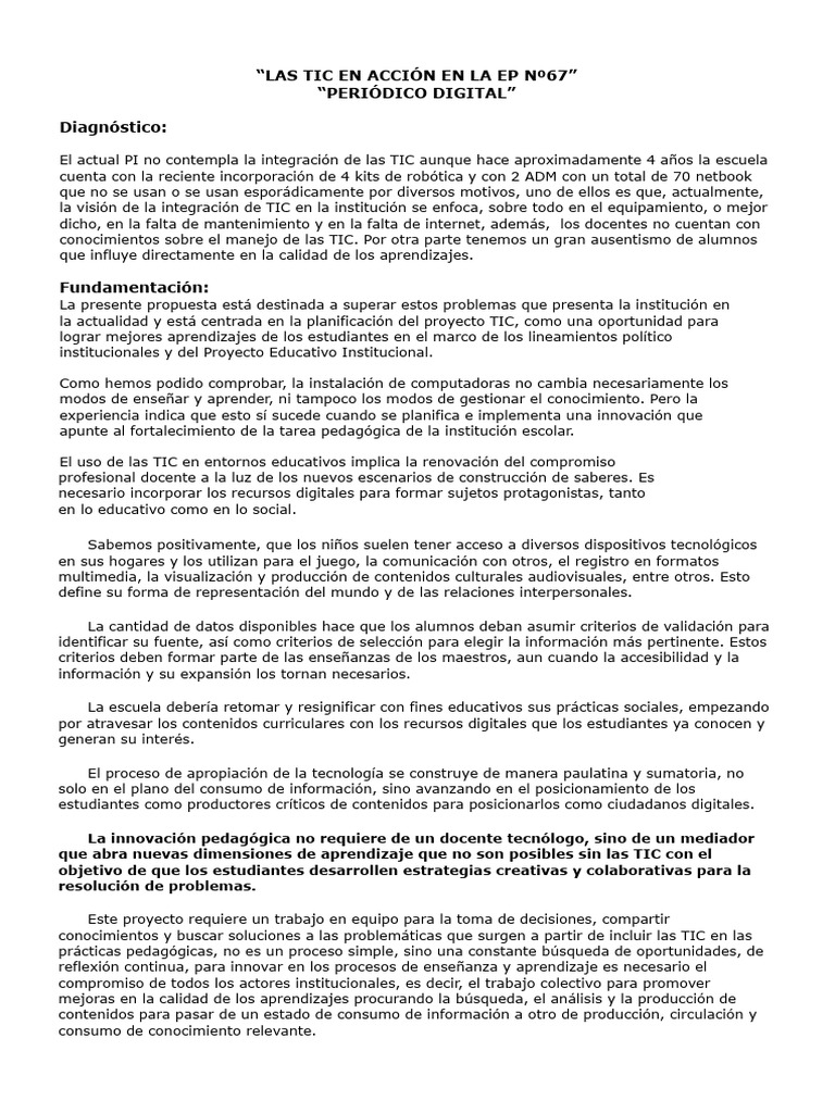 Proyecto Tic | Descargar gratis PDF | Enseñando | Tecnología de ...