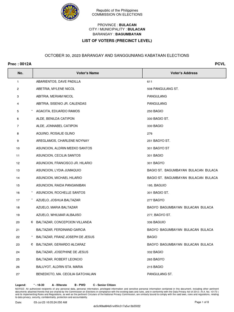 2023bske PCVL For Barangay Bagumbayan | Download Free PDF | Information ...