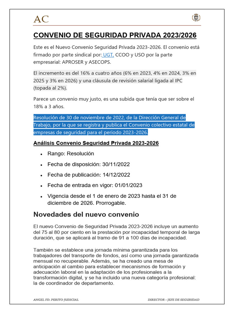 Convenio de Seguridad y Estatuto Resumido. | Descargar gratis PDF ...