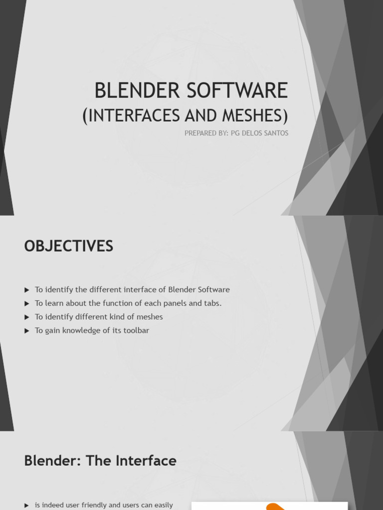 Blender Software Interface and Mesh | PDF | Blender (Software) | Vertex (Geometry)