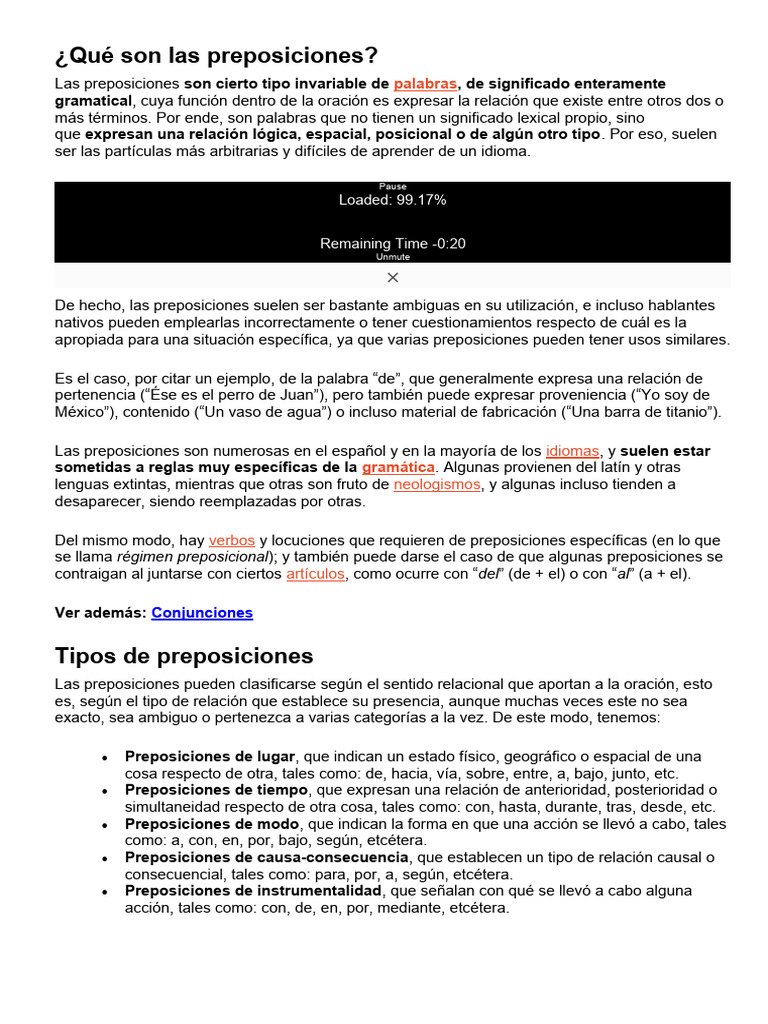 Qué Son Las Preposiciones | PDF