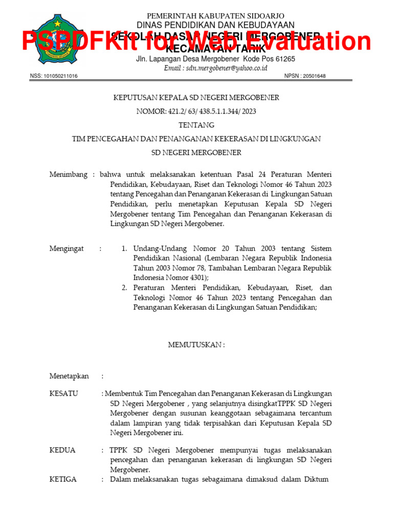 Contoh SK TPPK | PDF | Kesehatan Holistik